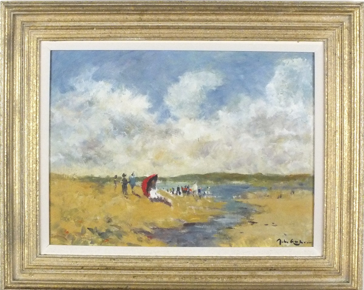 * John AMBROSE (1931-2010), Oil on board, A day on the sands, Signed ...