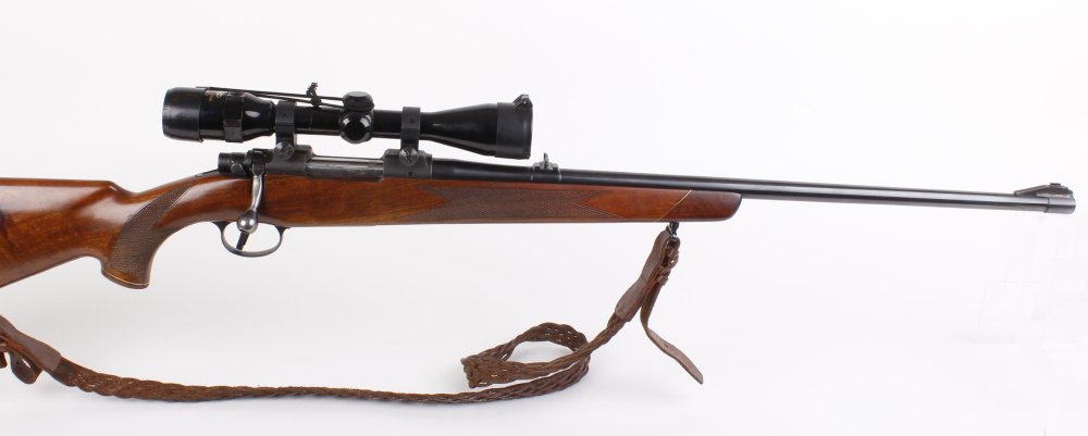 .243 (win) BRNO ZKK-601, bolt action, 3 shot rifle, leather sling, 4 x ...