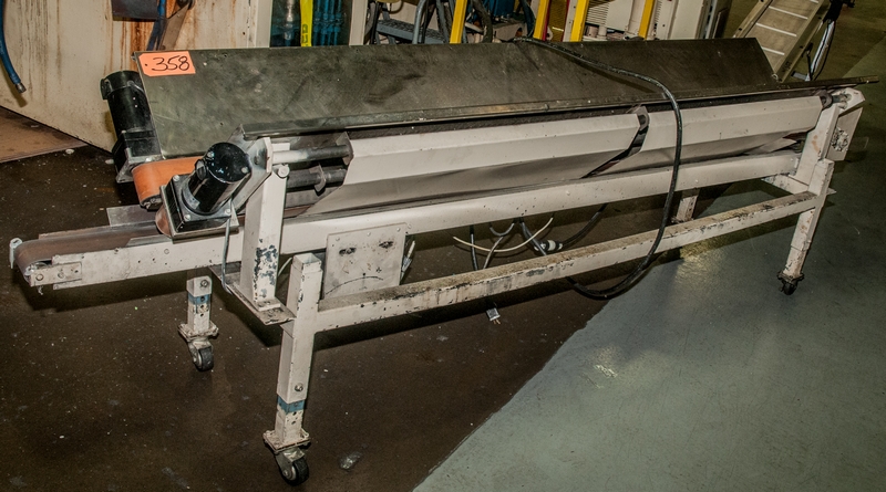 "V" Shaped Conveyor Twin 3" Belts approx 100" long, with Lower 4" Scrap ...