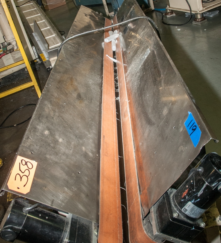 "V" Shaped Conveyor Twin 3" Belts approx 100" long, with Lower 4" Scrap ...