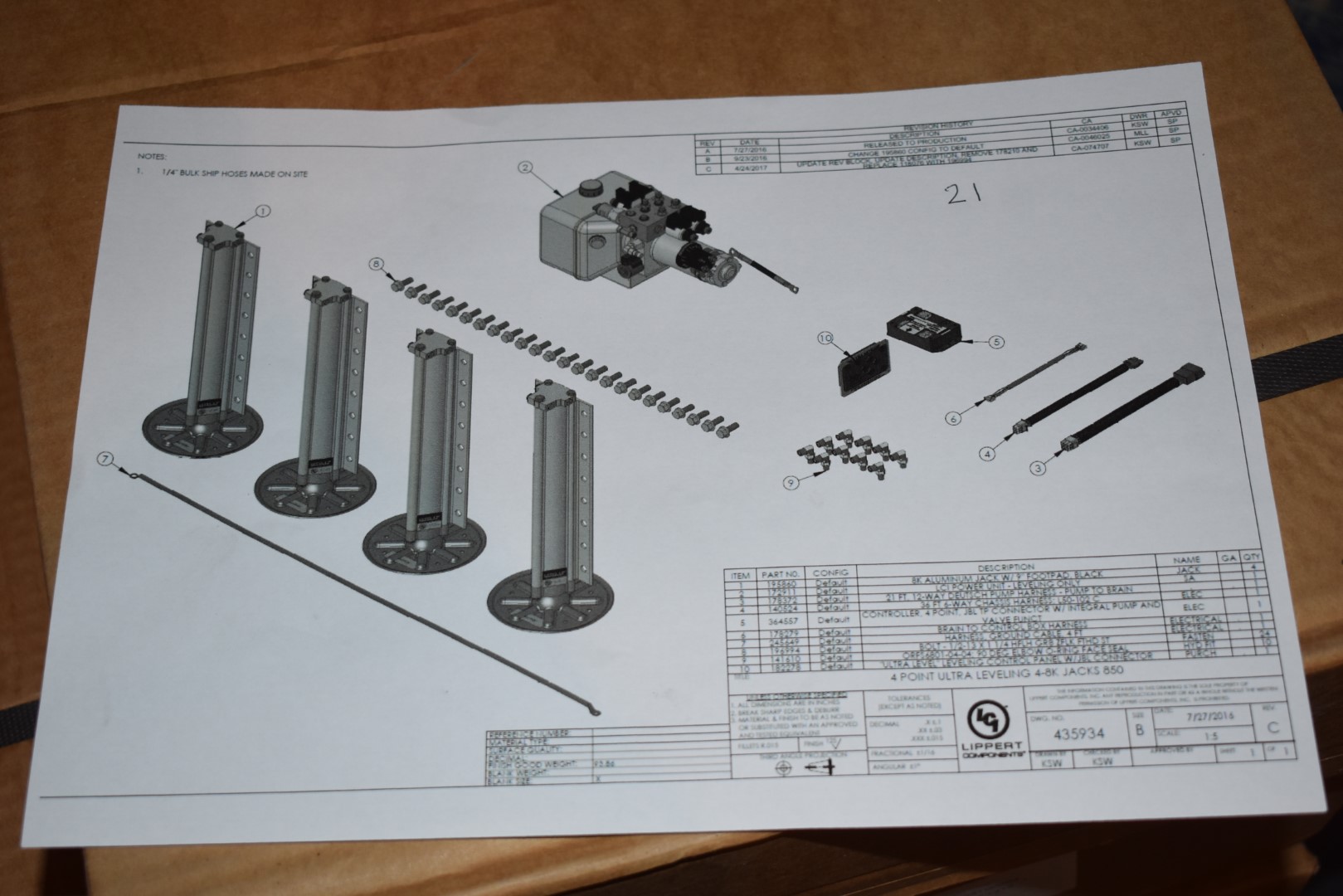 1 x Lippert 4 Point Ultra 4-8K Leveling Jack - Hydraulic Leveling ...