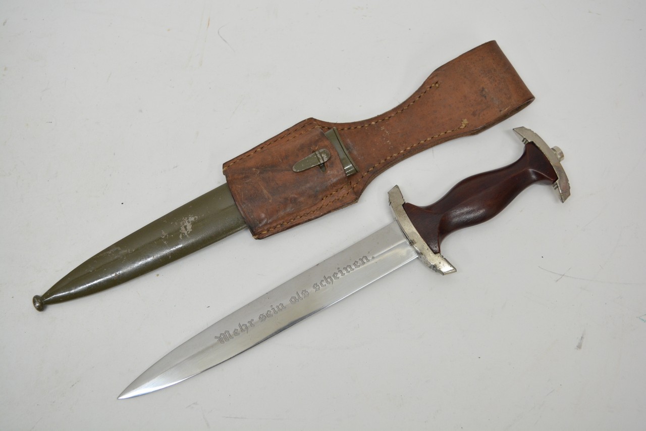 A German WW2 Style NPEA Students dagger with scabbard, blade engraved ...