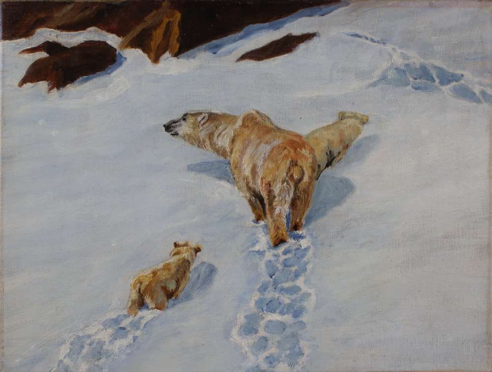 RICHARD FRIESE (1886-1935) Öl/LWD, Darstellung eines Eisbären mit ...