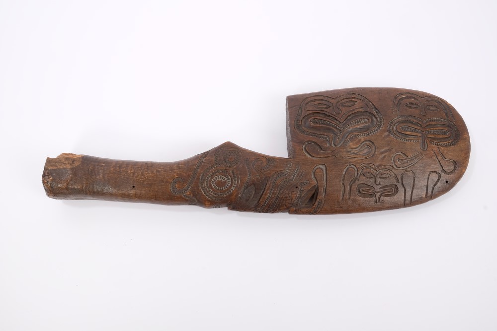 Old Maori Wahaika Tiki wooden war club - auctions & price archive