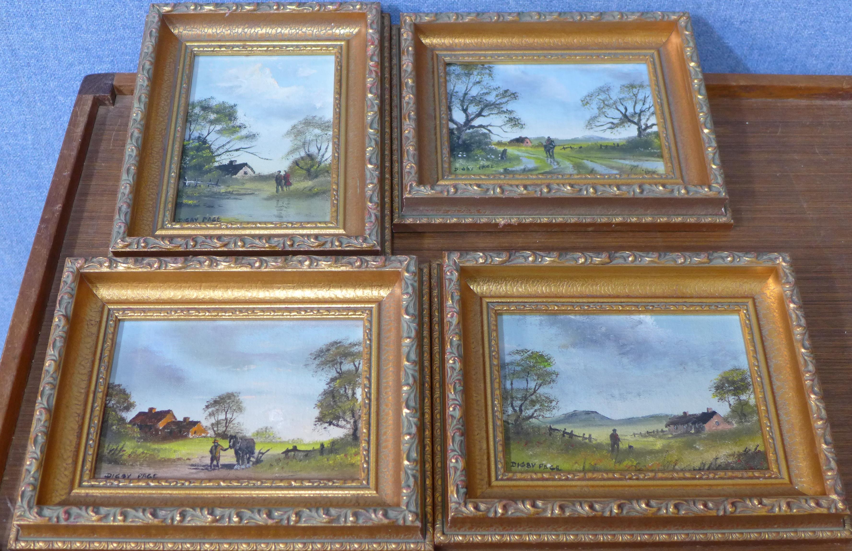 Digby Page, four landscapes oil on board, framed