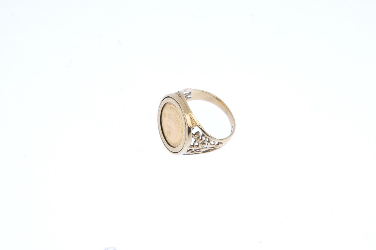 A 9ct gold 1/10th Krugerrand ring. The South African 1/10th Krugerrand ...
