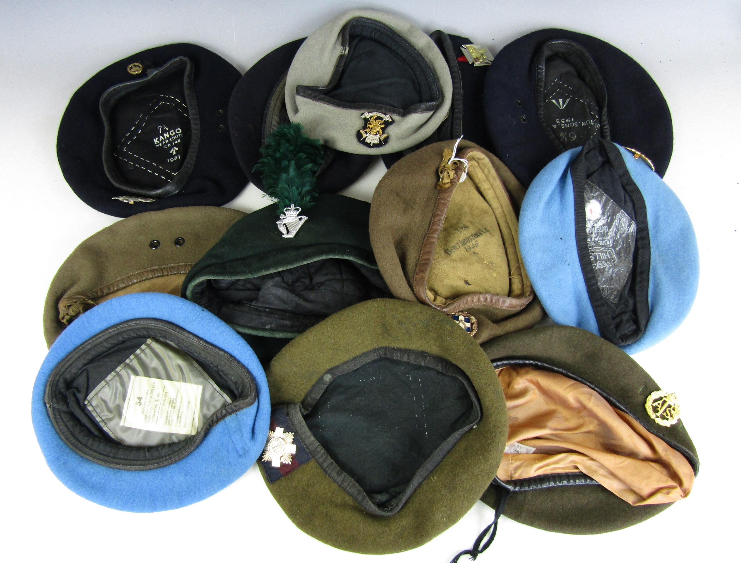A quantity of post-War British military berets