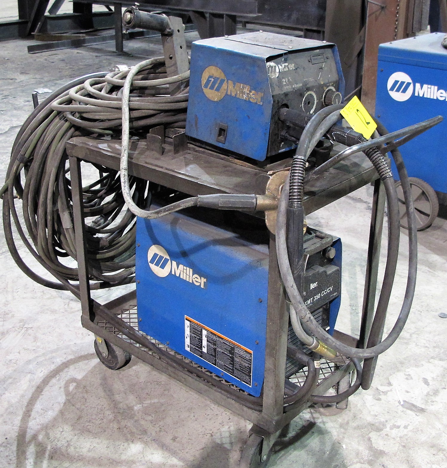 MILLER XMT 350 CC/CW WELDER, S/N LH160462A W/ MILLER 22A WIRE FEEDER ...