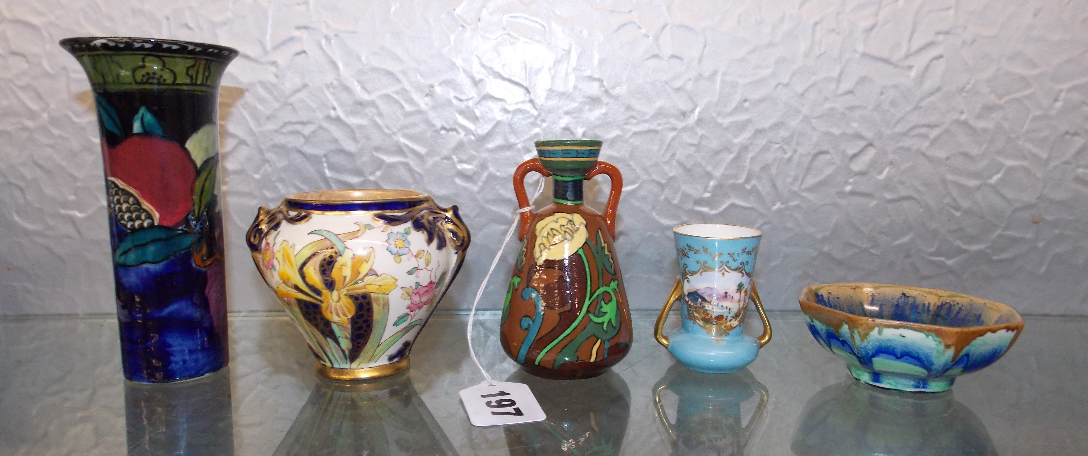 FOLEY INTARSIO MINIATURE JUG, FOLEY FAIENCE FLORAL GILDED POT, RUBENS ...