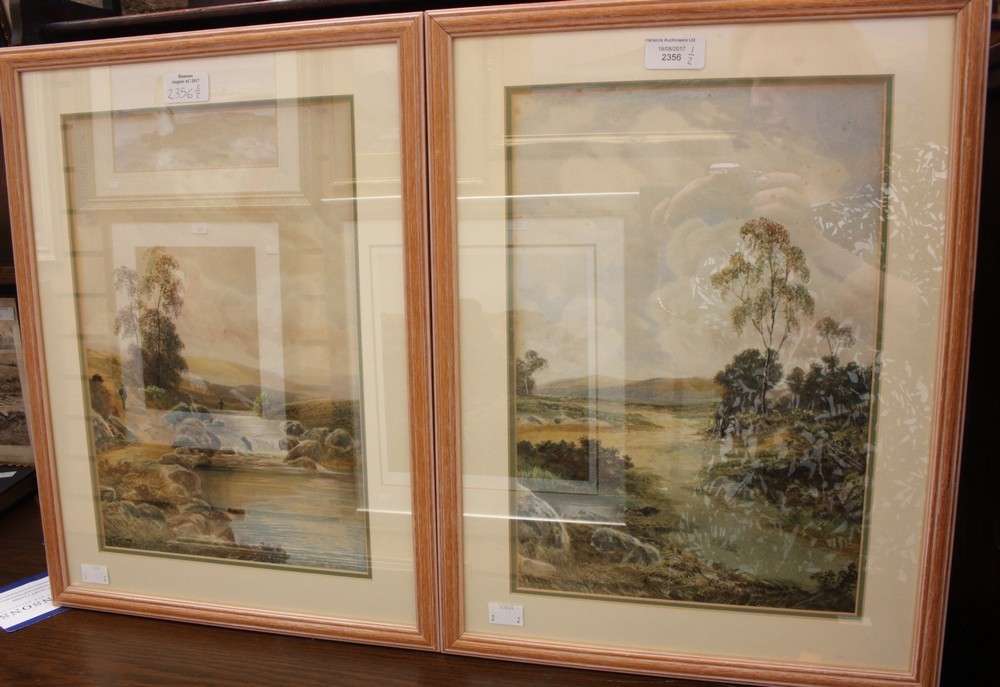 A pair of watercolours by F. Walters late 19th, early 20th Century ...