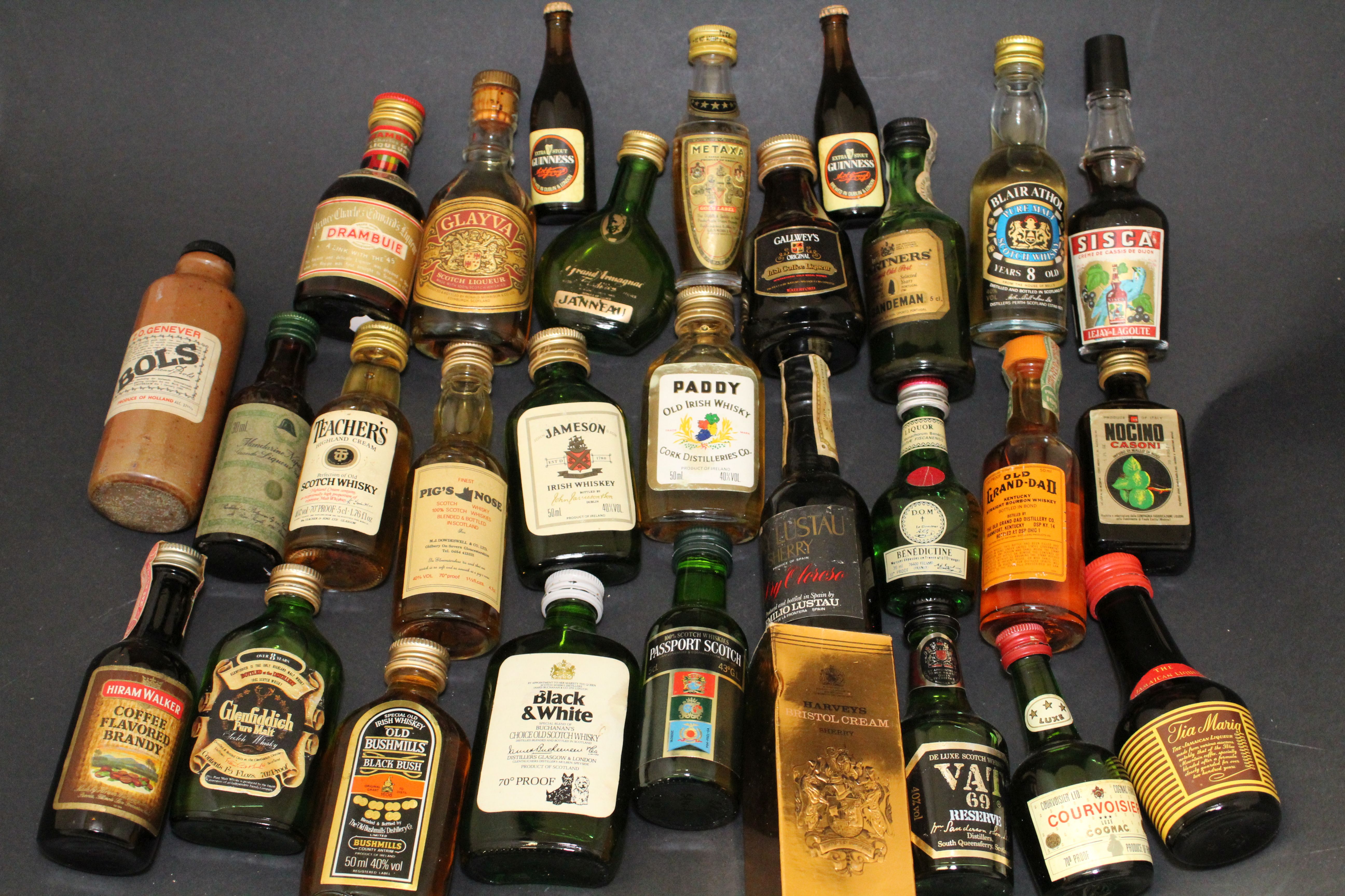 Mixed box of approximately 29 Alcoholic miniatures to include Whisky