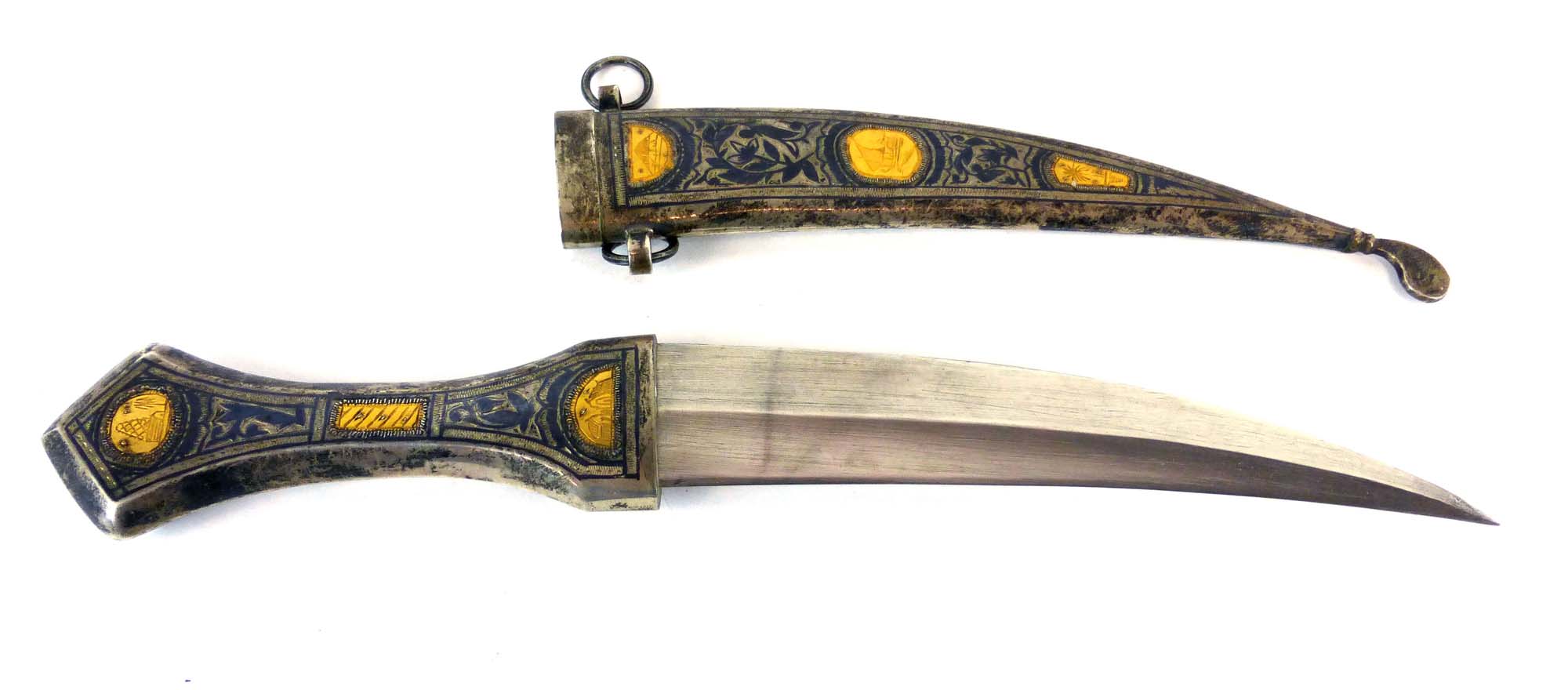 An early 20th century Persian dagger and sheath, the metalware with ...