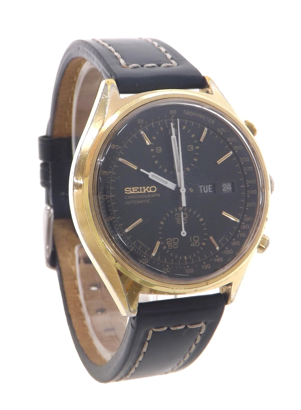 Seiko Panda Jumbo chronograph automatic stainless steel and gold plated ...