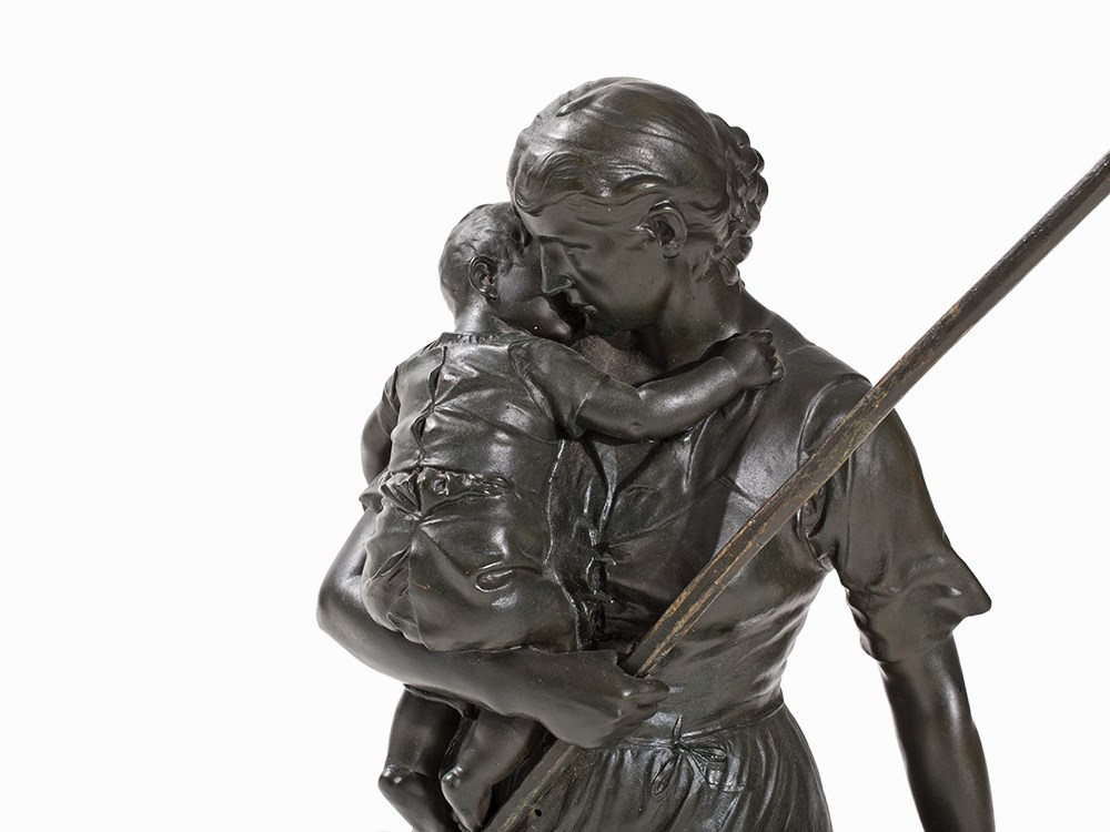 Fritz Heinemann, Large Bronze Return from the Fields, c. 1900 Patinated ...