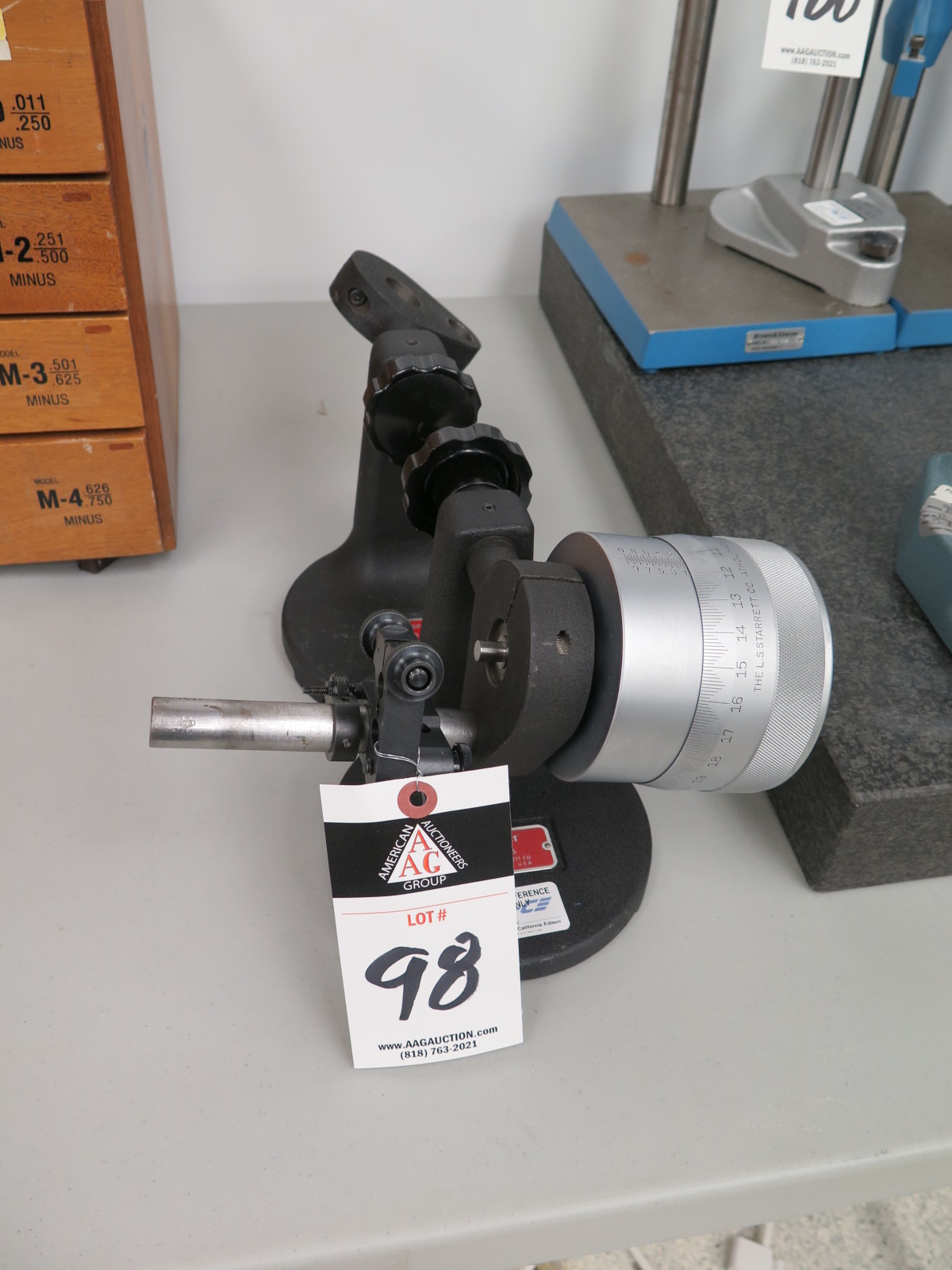 Starrett No. 716 Micrometer Head and (2) Stands