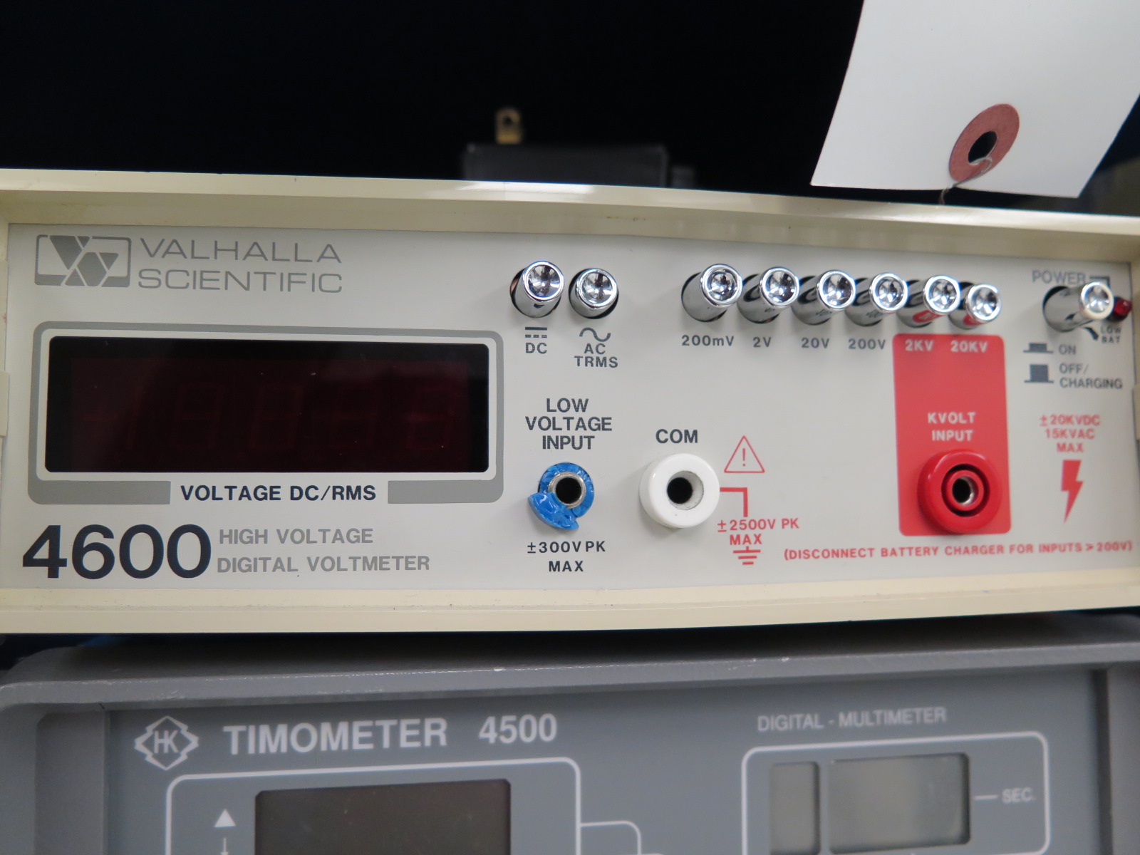 Valhalla 4600 High Voltage Digital Voltmeter, HK Timometer 4500 Digital ...