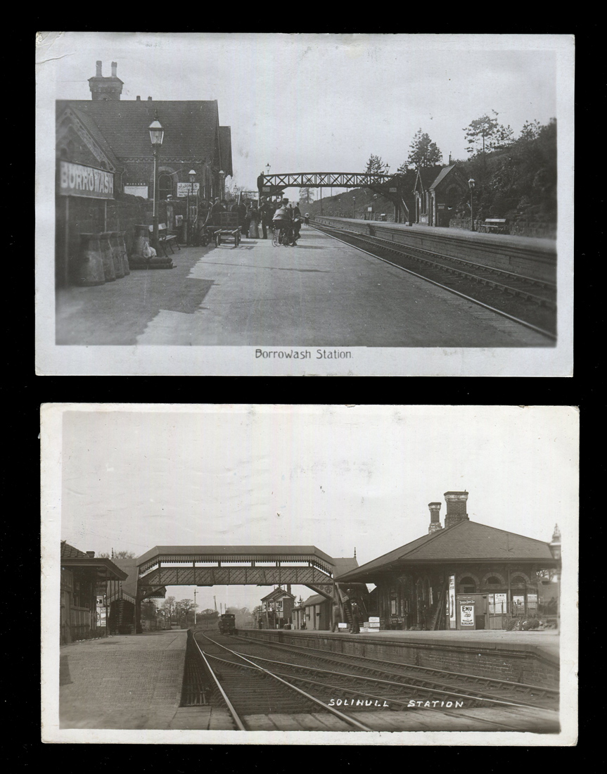 A photographic postcard titled 'Knowle & Dorridge Station', together ...