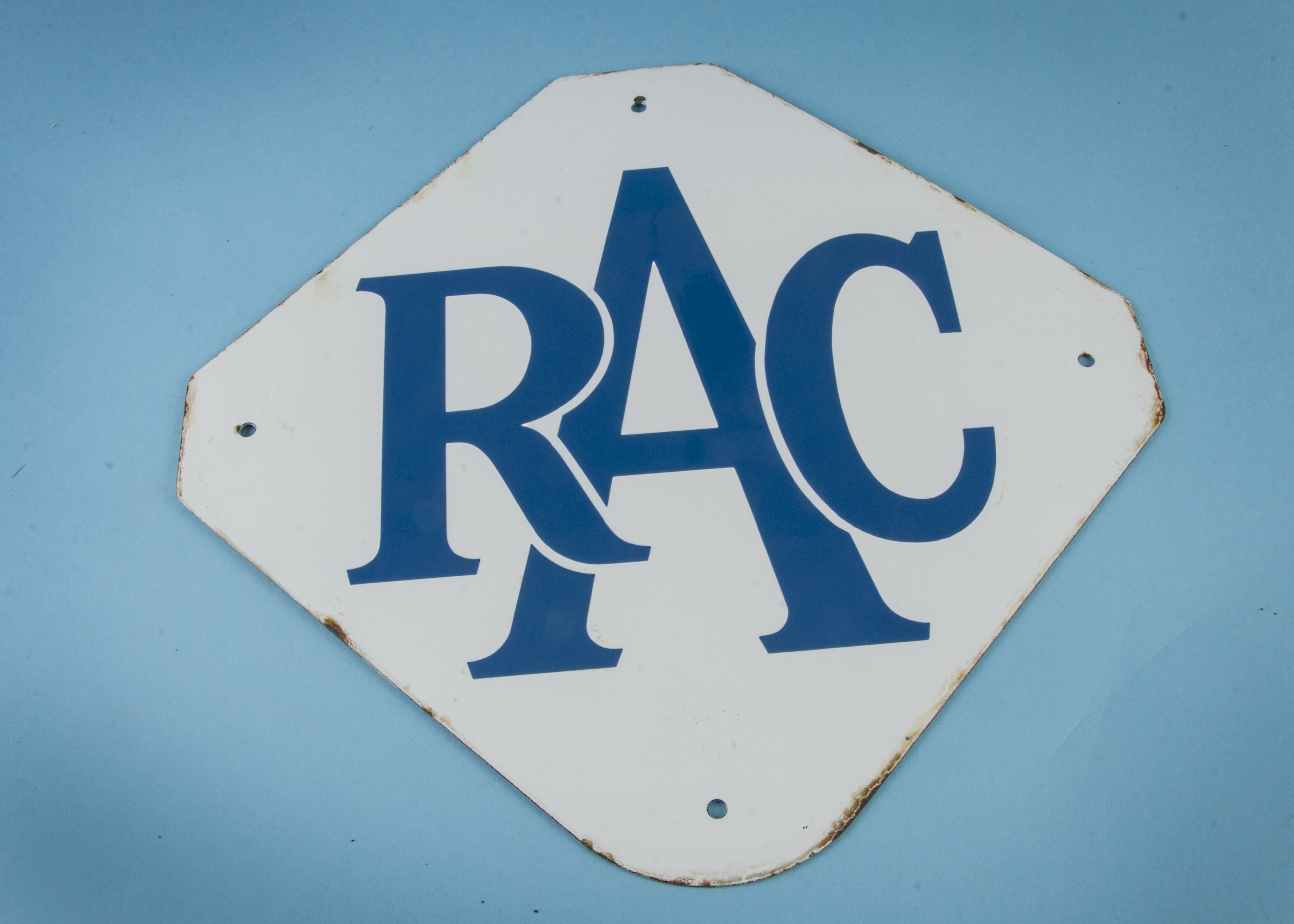 RAC Enamel sign A Vintage octagonal RAC call box sign, 37x37cm, some ...