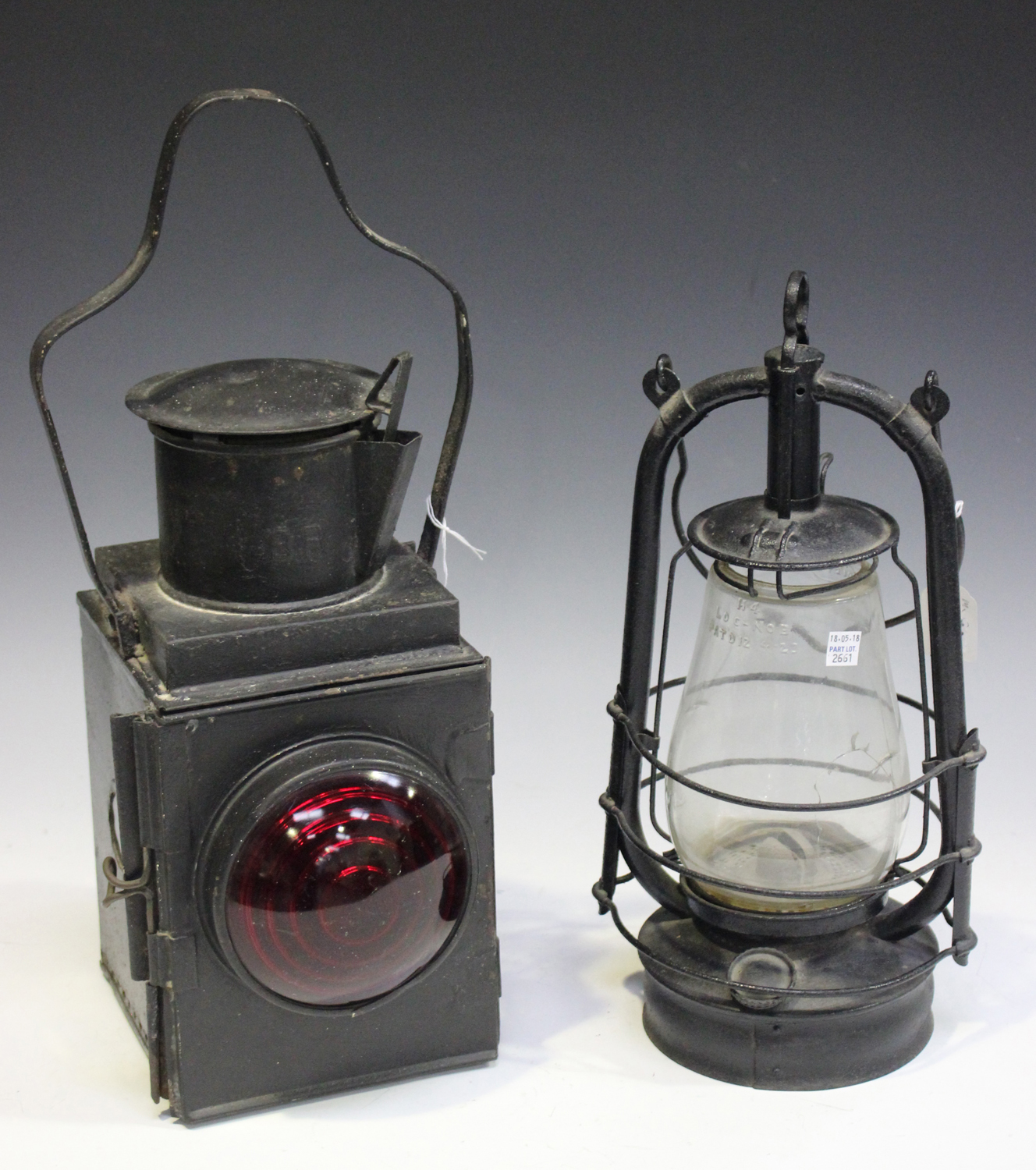 A collection of mainly early/mid-20th century railway lamps, including ...
