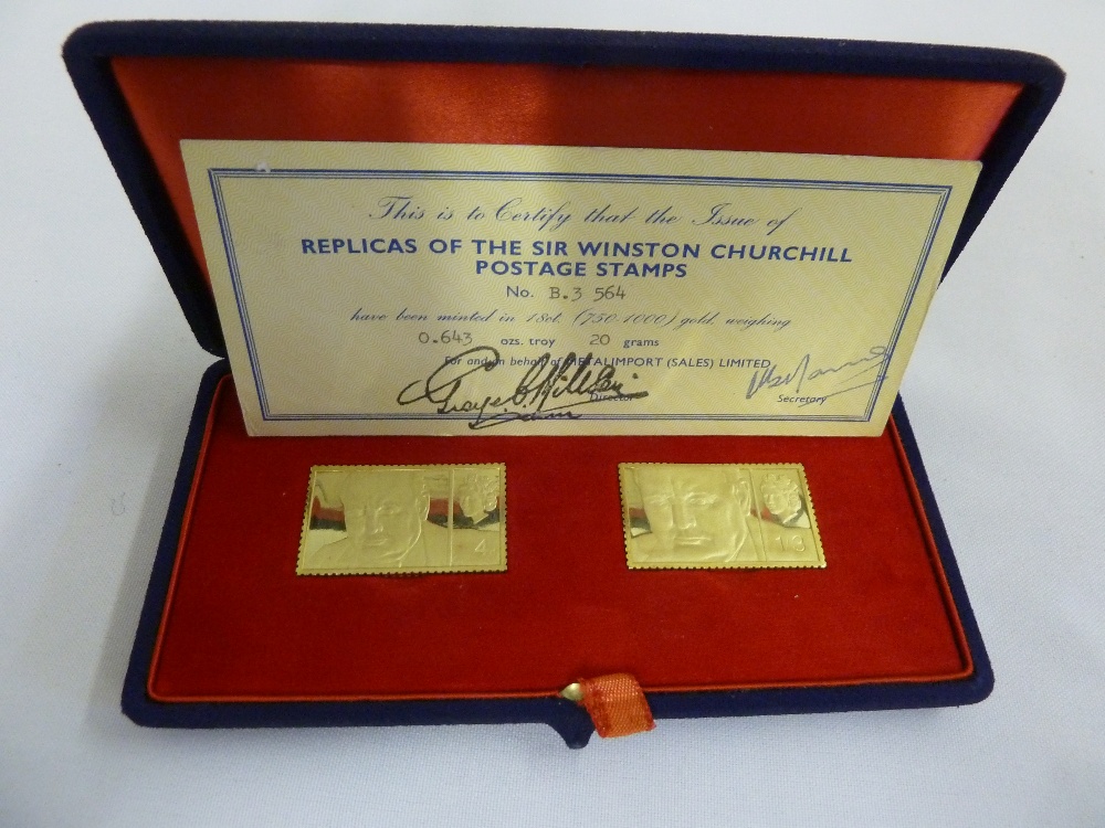 18ct gold replicas of the Sir Winston Churchill postage stamps in ...