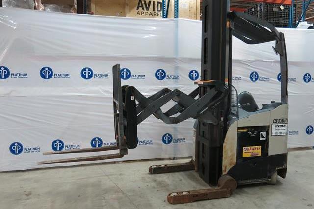 CROWN, RMD6025-32, 3,200 LBS., 36V, BATTERY POWERED REACH TRUCK WITH ...