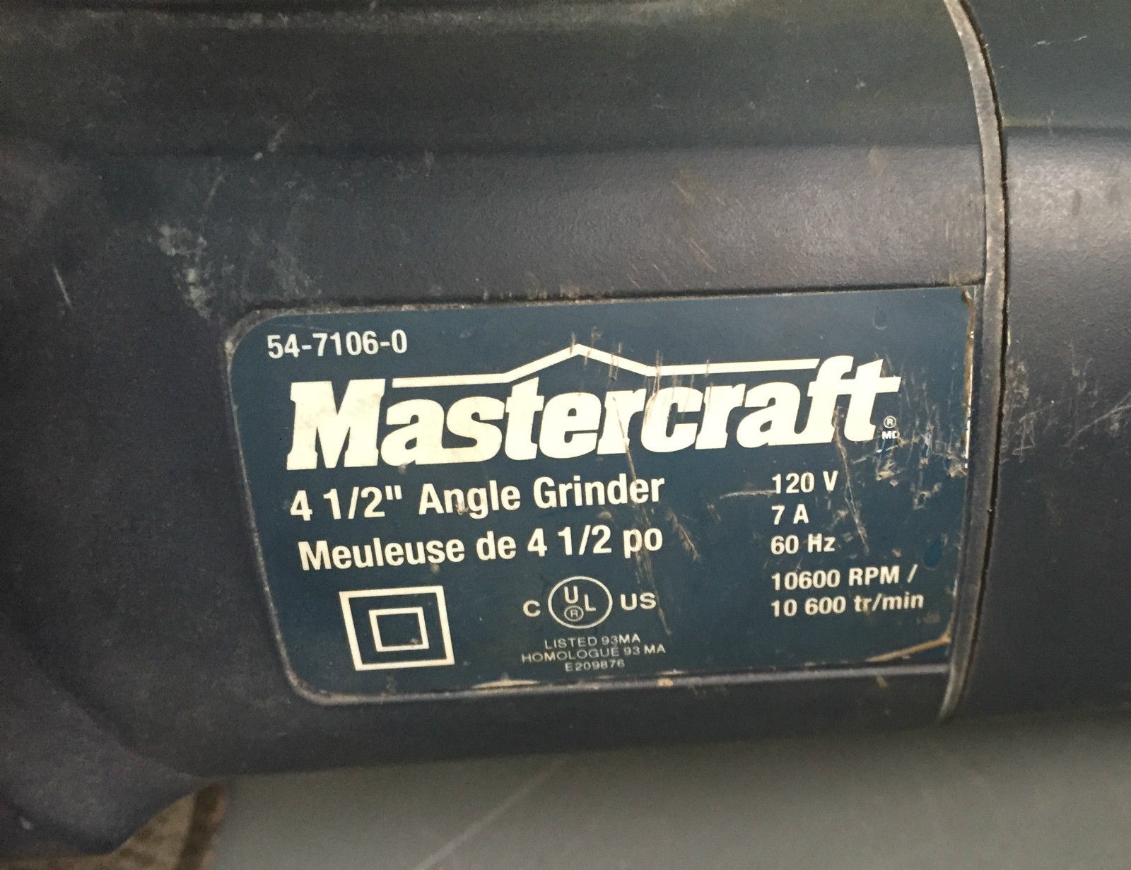 Mastercraft 4-1/2" Angle Grinder 54-7106-0 with Disc Heavy Duty this ...