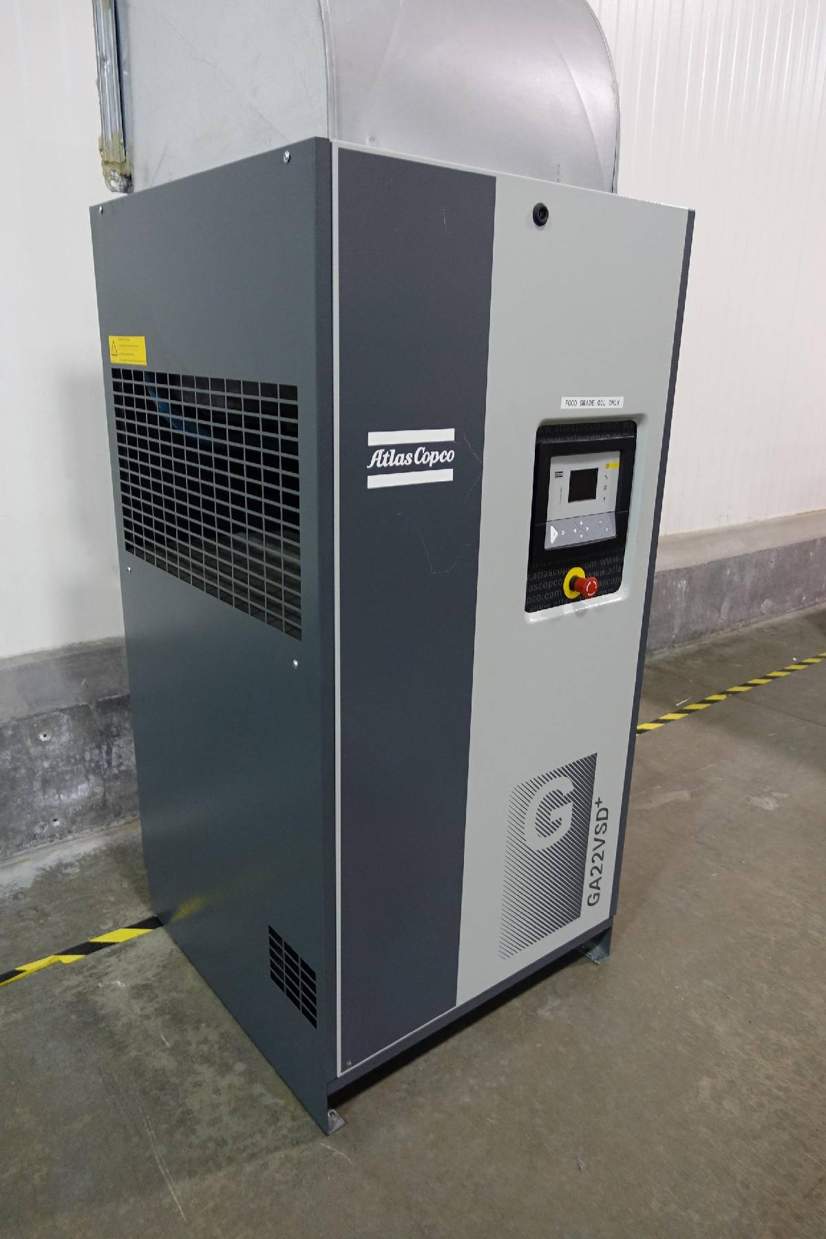 Atlas Copco Model GA22VSD+ 30-HP Rotary Screw Air Compressor, Serial ...