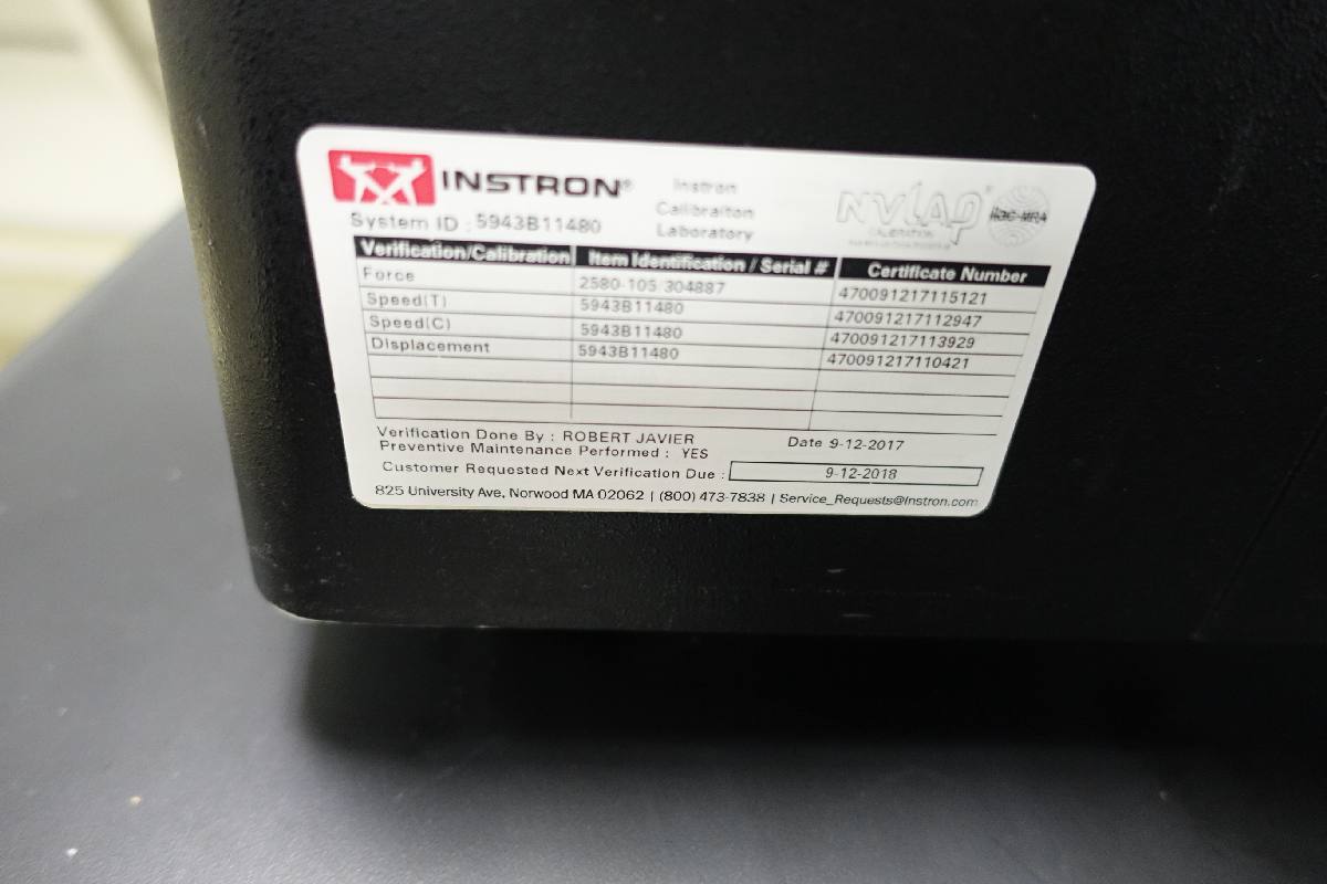Instron Model 5943 Single Column Fully Programmable Tensile Tester ...