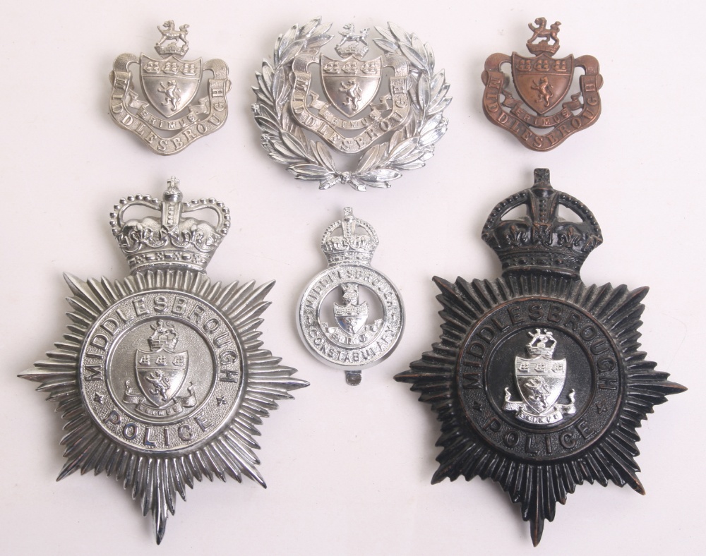 Middlesbrough Police Badges, including white metal small coat of arms ...