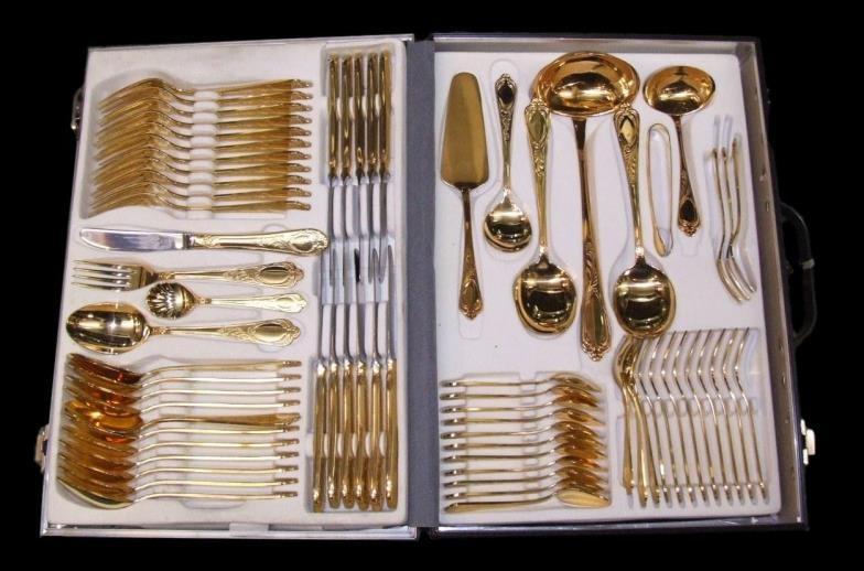 German Solingen Bestecke 24ct Gold Plated & Stainless Steel Cutlery Set ...