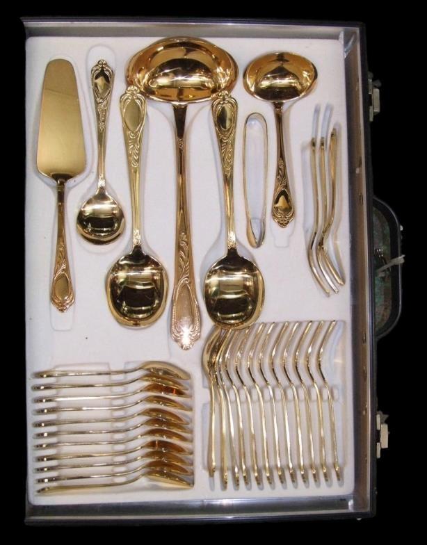 German Solingen Bestecke 24ct Gold Plated & Stainless Steel Cutlery Set ...