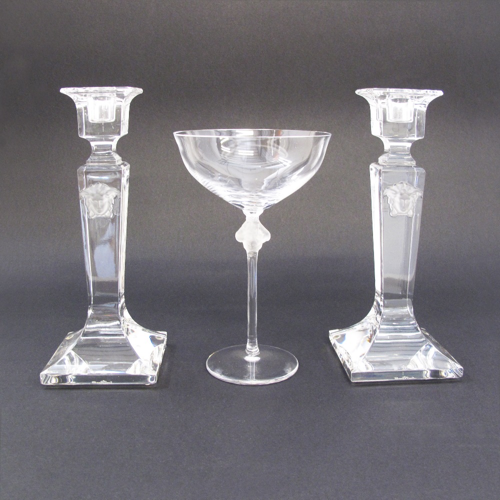 A pair of Rosenthal Studio Line crystal candlesticks from the Versace ...