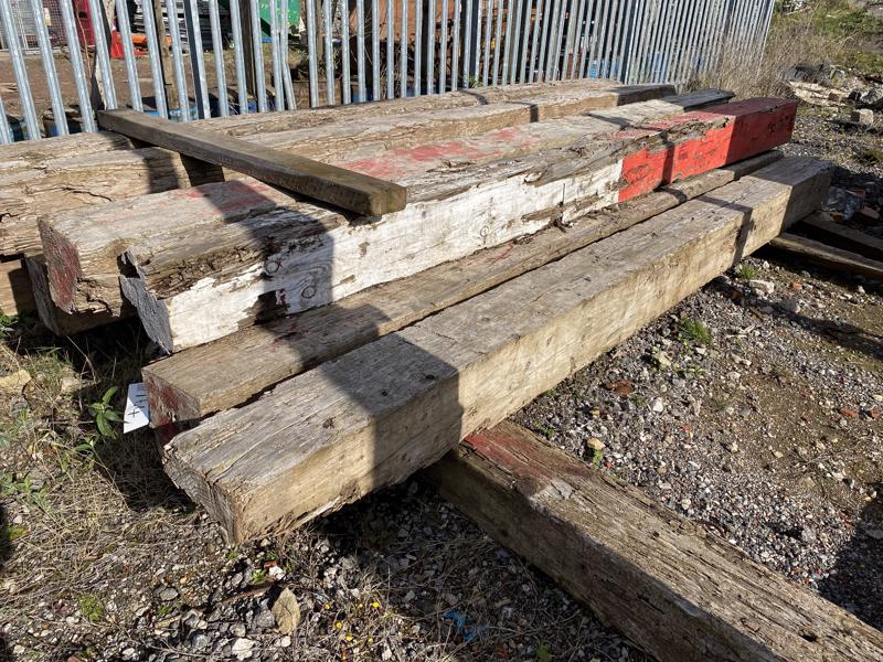 Six Timber Baulks, each approx. 300mm x 300mm x 4.8m long