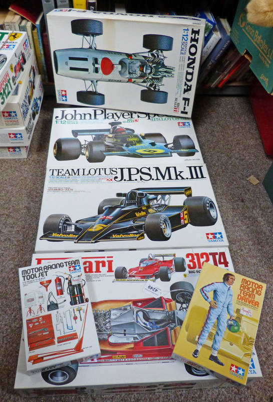 FOUR TAMIYA 1:12 SCALE FORMULA ONE CARS UNMADE PLASTIC MODEL KITS ...
