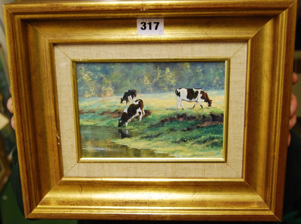 ANDREW WELCH (B. 1947) At the End of the Day Signed, oil on panel, 13cm ...