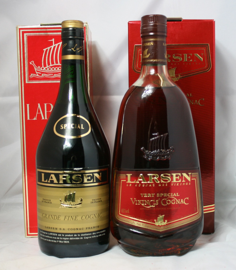 COGNAC - two bottles of Larsen Cognac to include Grande Fine Special ...