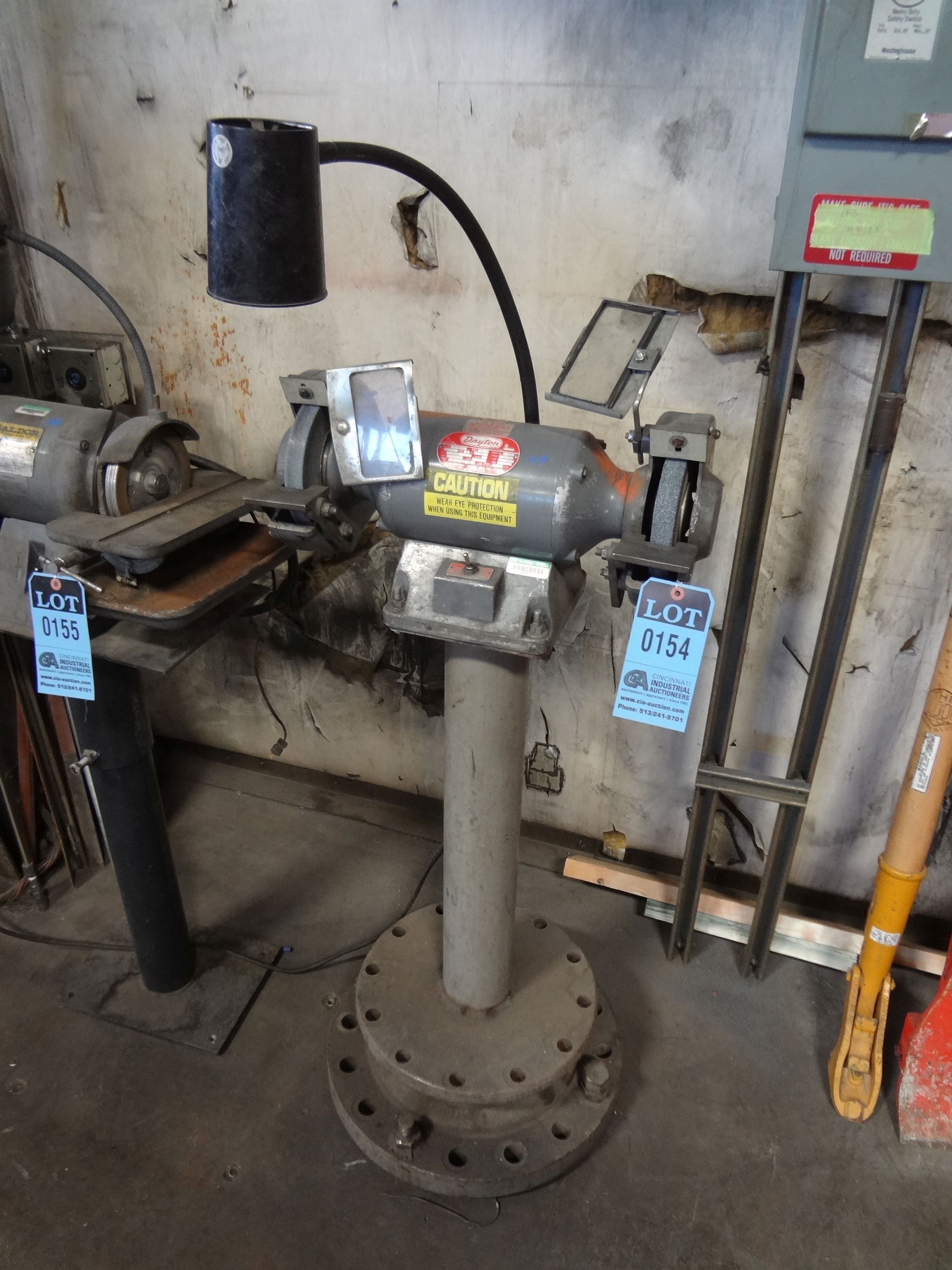 8" DIAMETER DAYTON DOUBLE END BENCH GRINDER WITH STAND