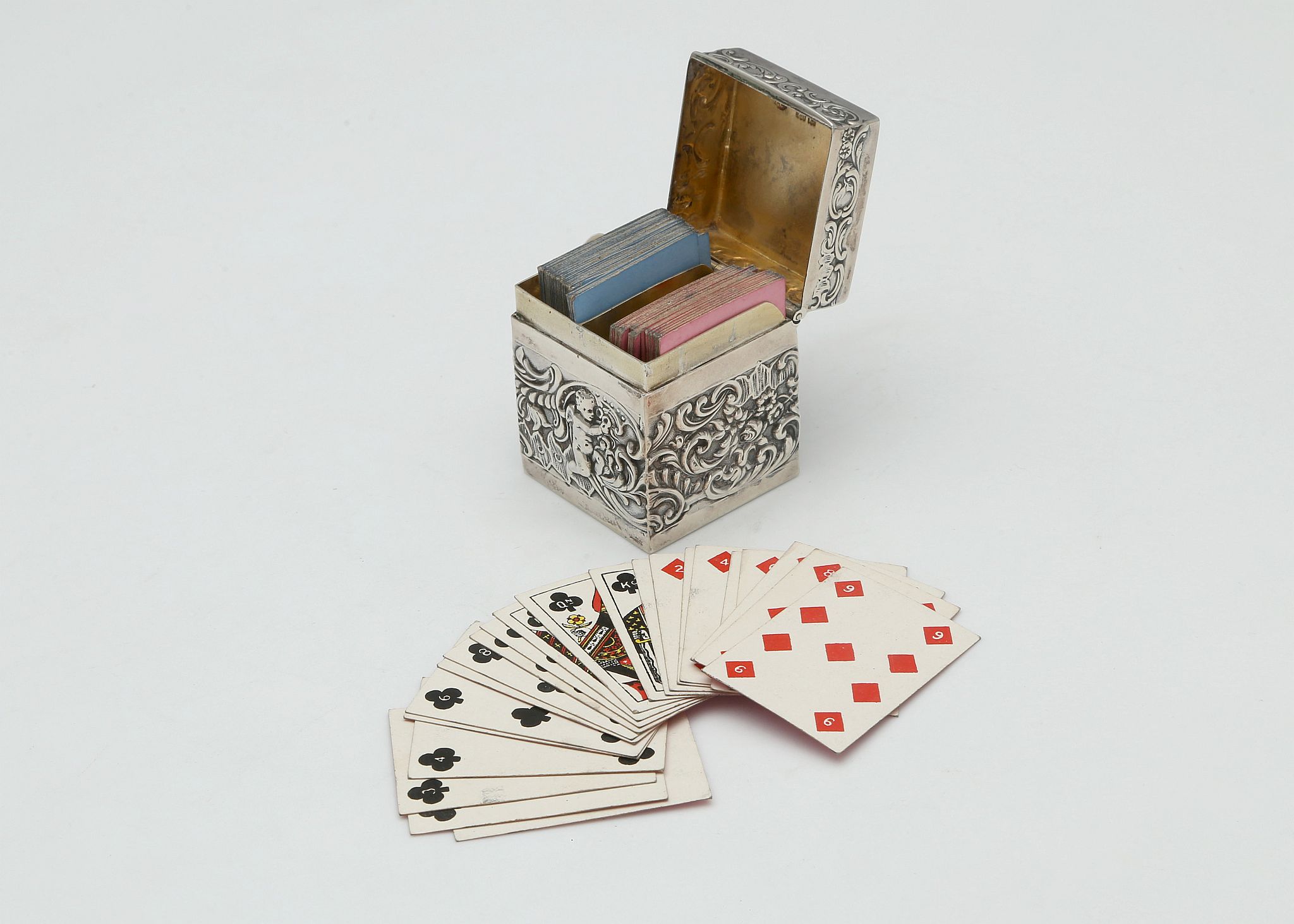 Antique Victorian Sterling Silver novelty miniature playing card box by ...