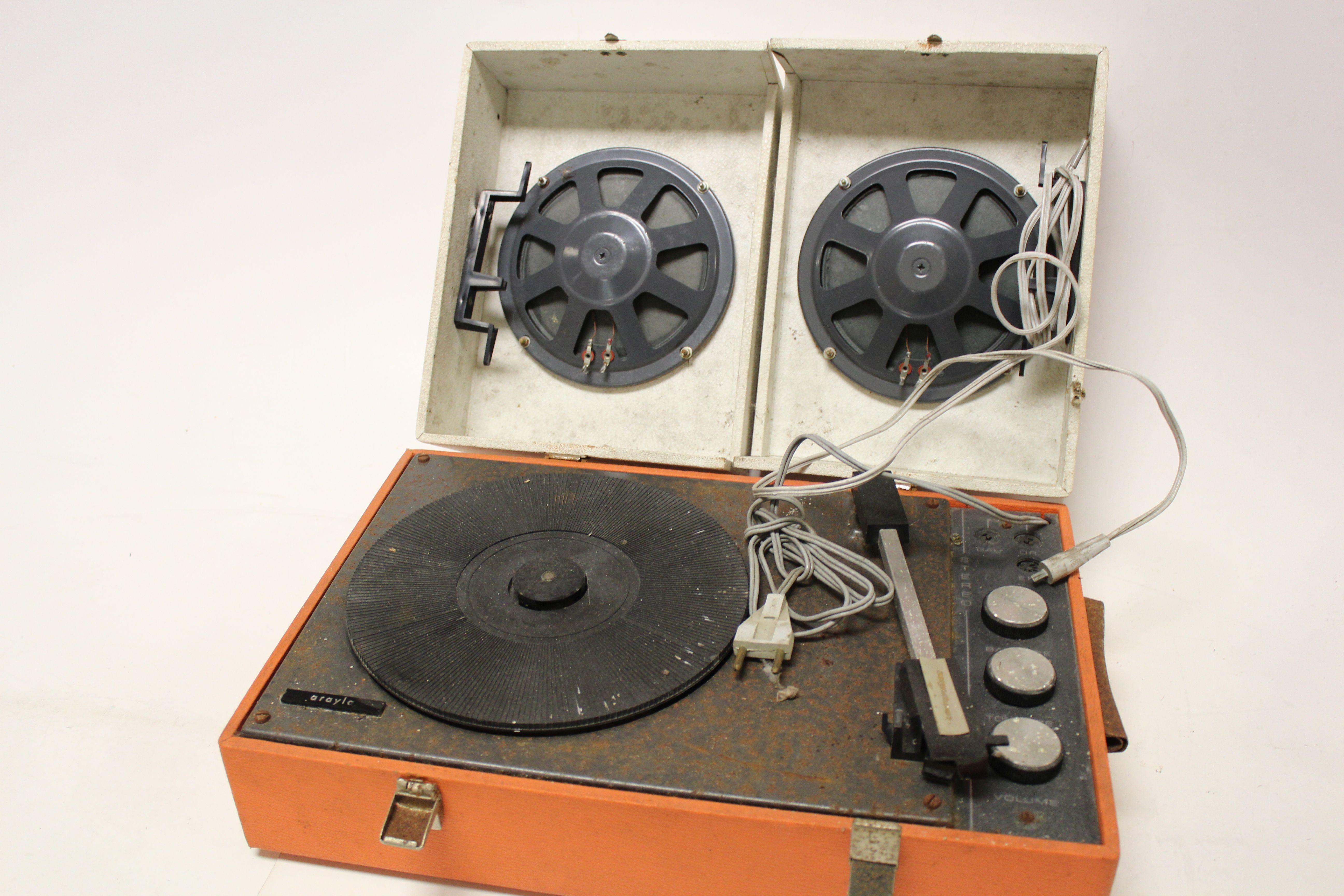 Vintage Orange and white record player