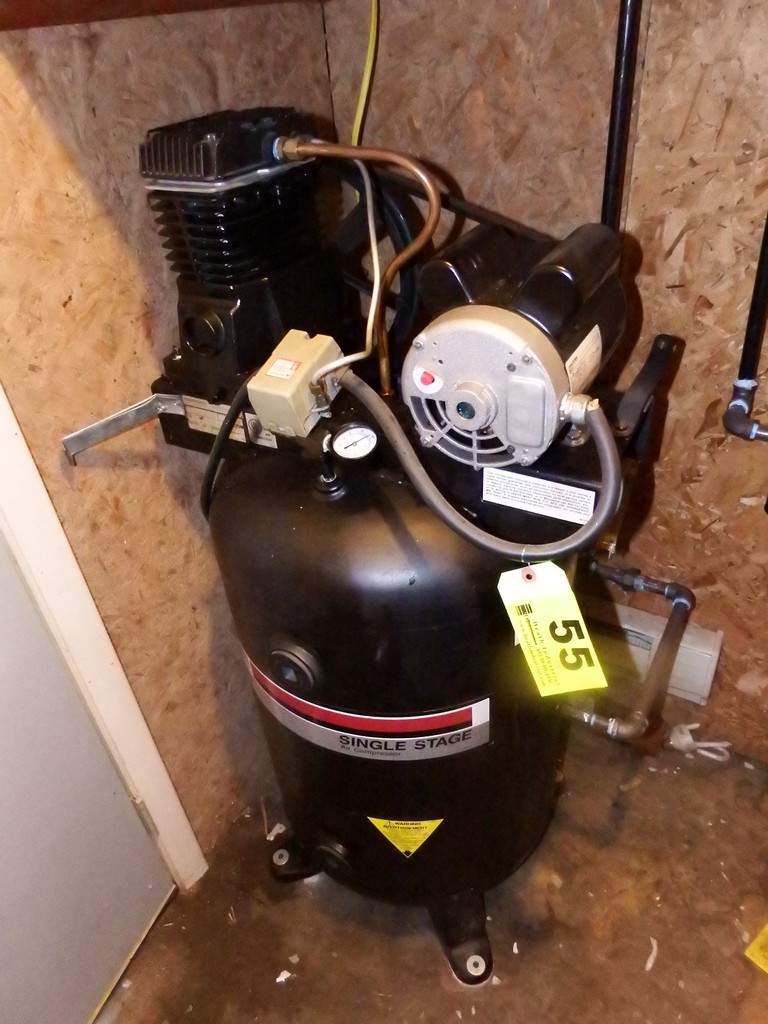 SANBORN 5 HP VERTICAL TANK MOUNTED AIR COMPRESSOR