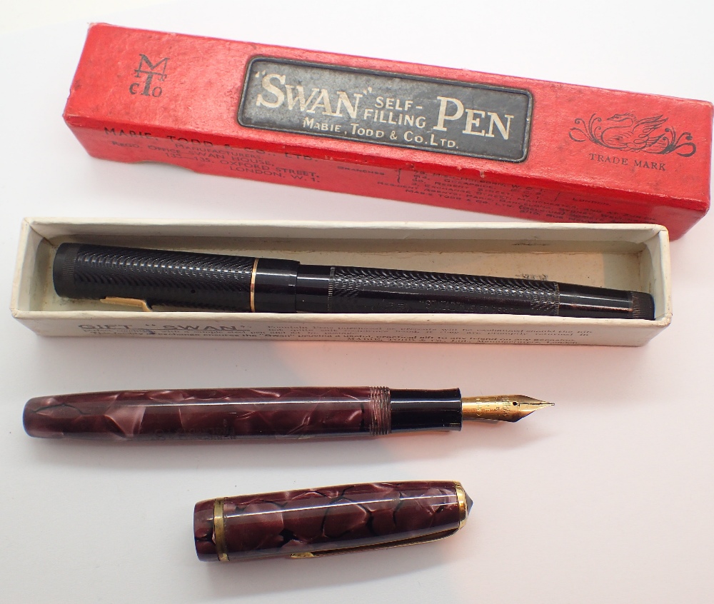 Swan leverless fill fountain pen with 14ct gold nib and a Burnham B48 ...