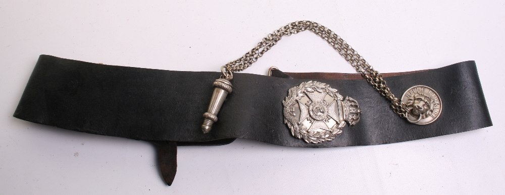 Rifle Brigade Militia Cross Belt and Pouch, of black leather with white ...