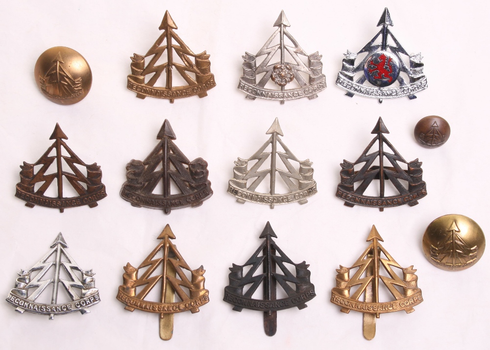 Selection of Reconnaissance Corps Cap Badges consisting of various ...
