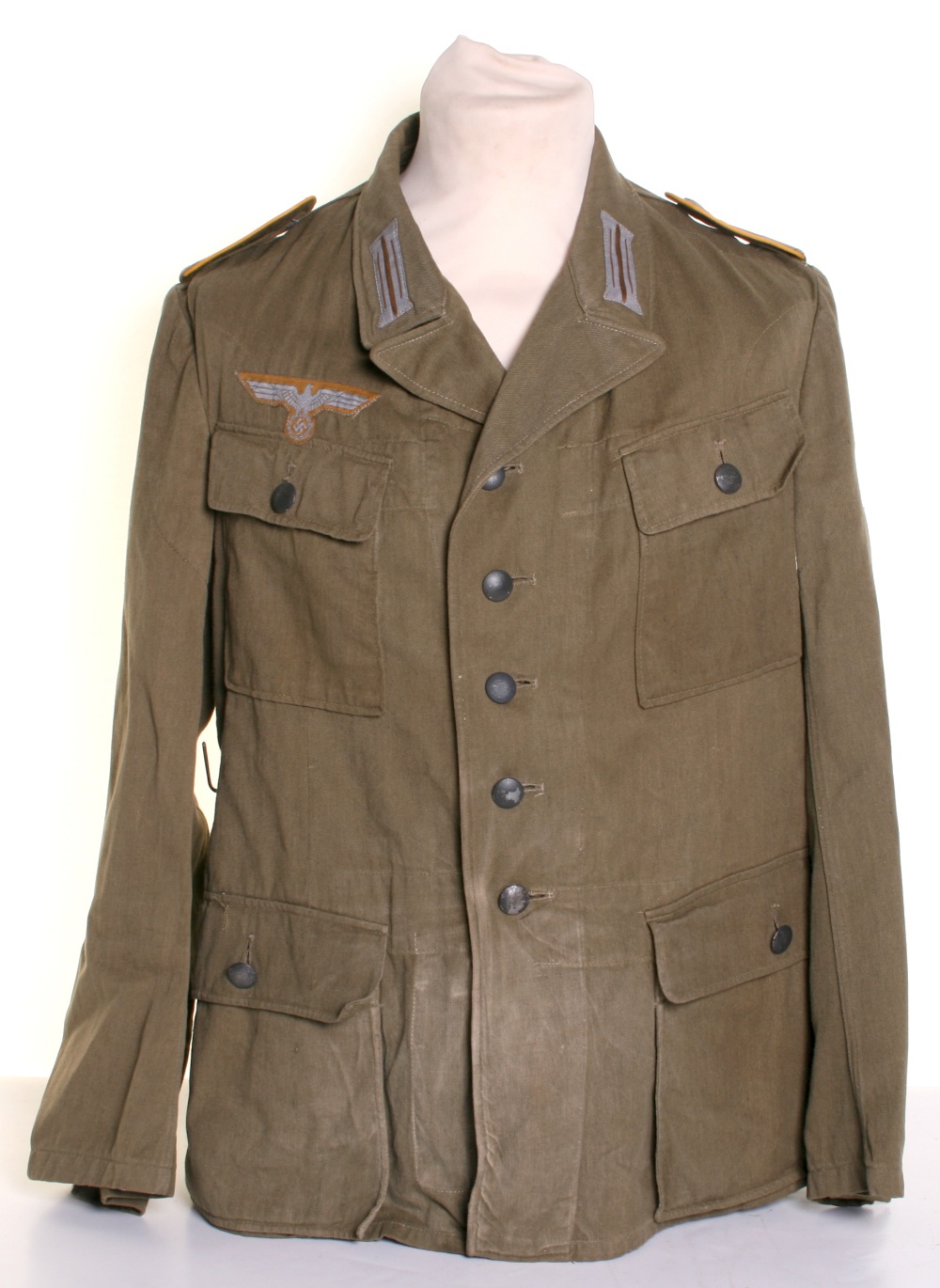 WW2 German Tropical 3rd Pattern Combat Tunic, being a four pocket ...