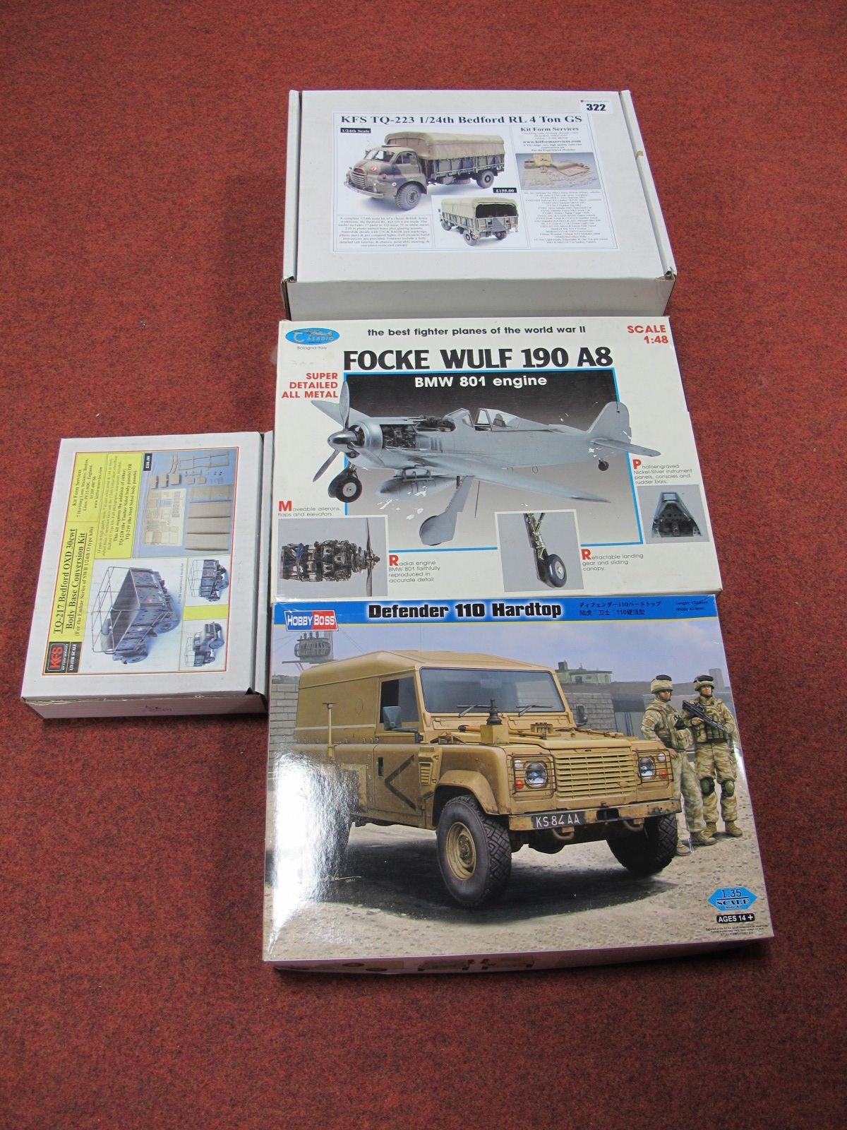 Four Boxed Military Model Kit, a kit form services 1:24th scale resin ...