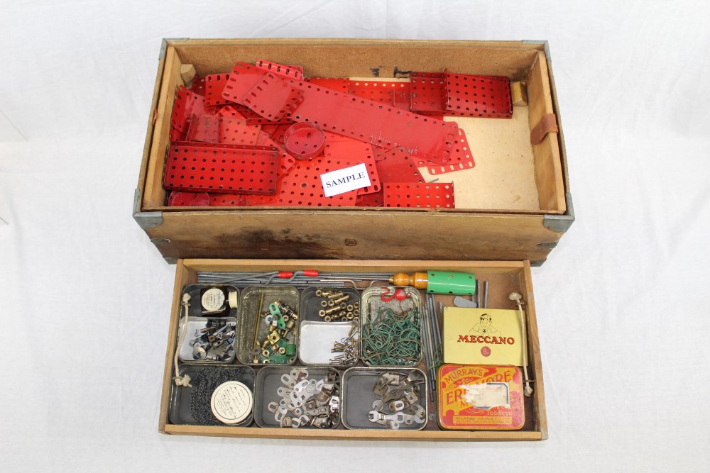 Meccano Set 10+ selection - housed in three wooden boxes and a card box ...