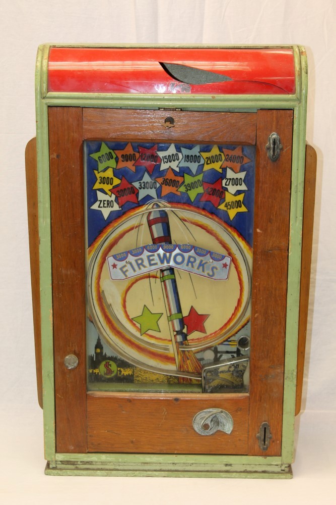 Rare early 20th century 'Fireworks' slot machine, by Stevenson & Lovett ...