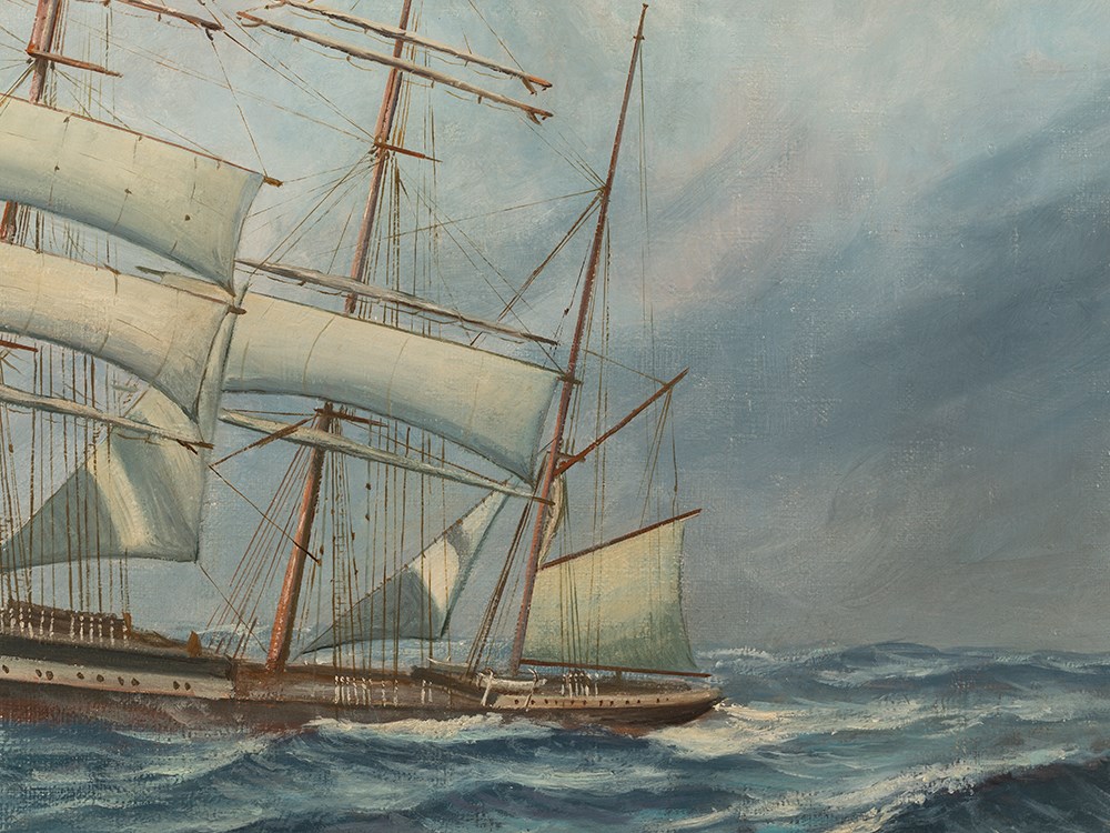 Johannes Holst (1880-1965), Tall Ship, Oil on Canvas, 1945 Oil on ...