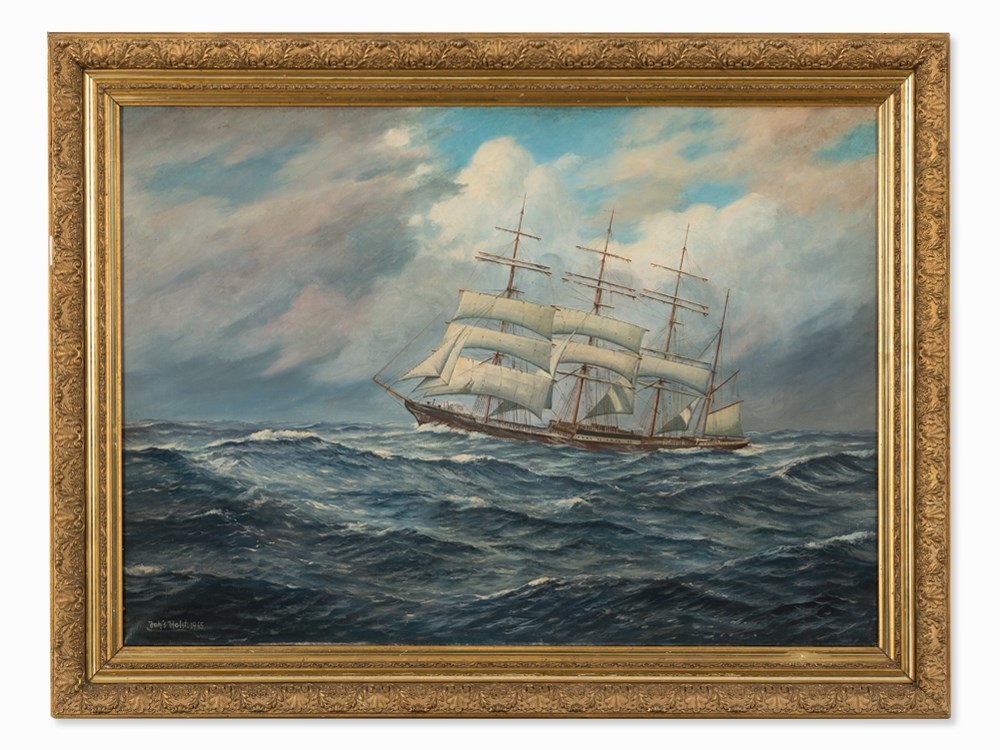 Johannes Holst (1880-1965), Tall Ship, Oil on Canvas, 1945 Oil on ...