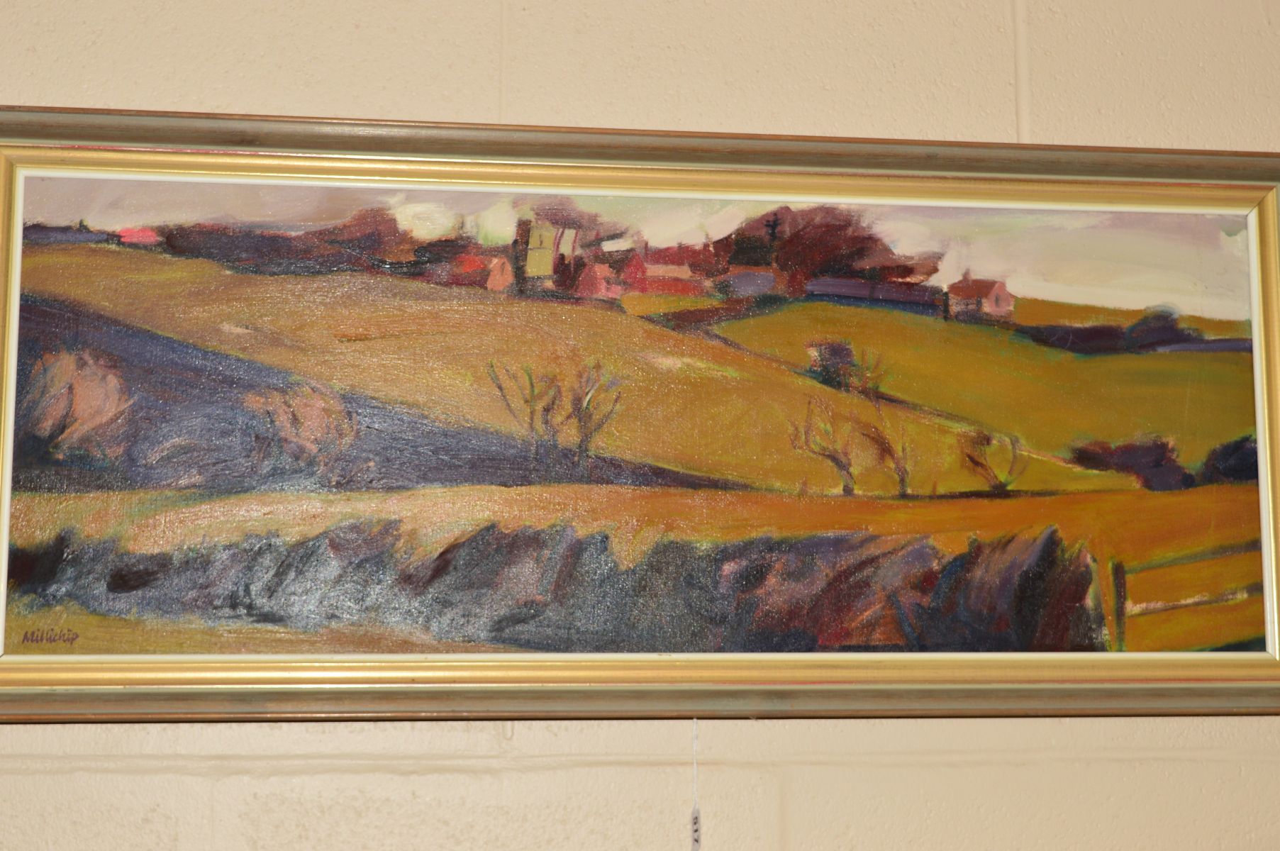 PAUL MILLICHIP (BRITISH 1929), landscape with village to the distance ...